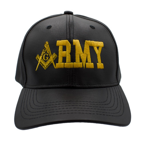 Army Mason PU Leather Cap - Black | Windcatcher