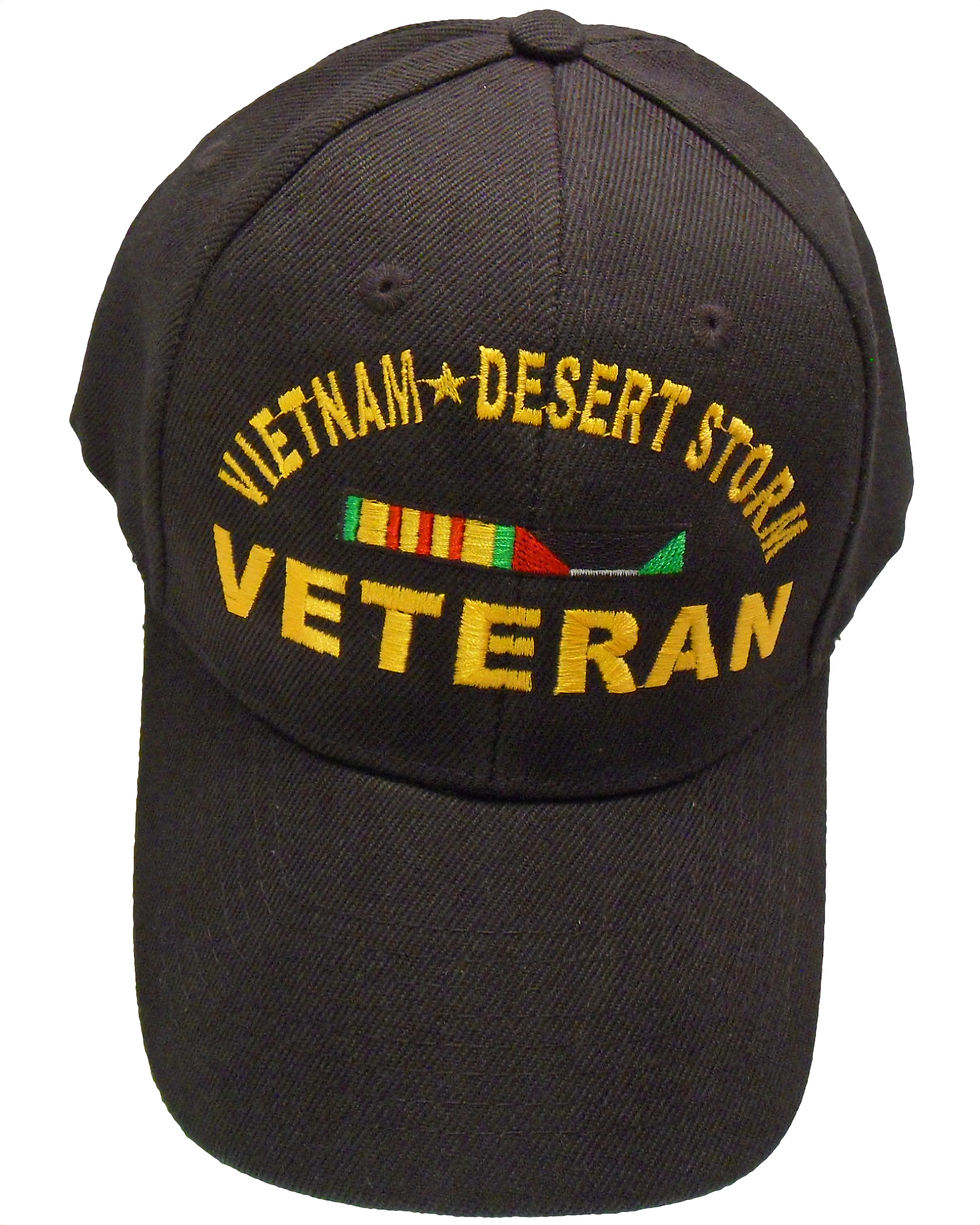 Vietnam Desert Storm Veteran Ribbon Cap - Black (6 Pieces) | Windcatcher