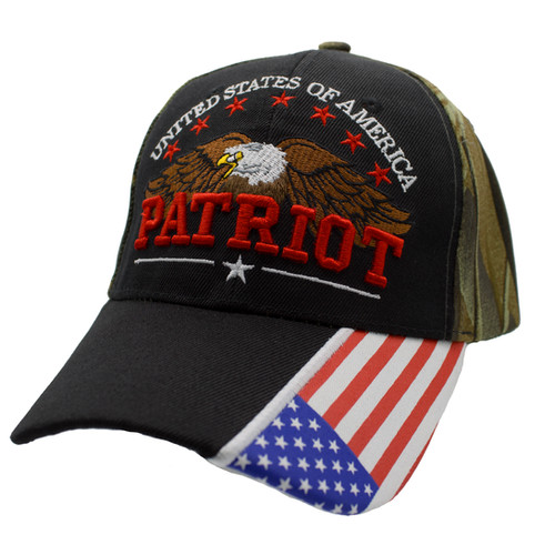 U.S.A. Patriot Eagle Cap - Black/R. Camo | Windcatcher