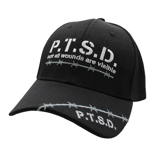 PTSD Not All Wounds Are Visible w/ Barbed Wires Cap - Black | Windcatcher