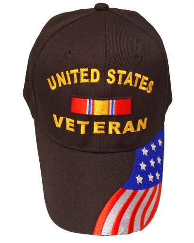 United States Veteran Ribbon w/ Flag Bill Cap - Black (6 Pieces ...