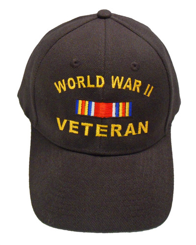 World War II Veteran Ribbon Cap - Black (6 Pieces) | Windcatcher