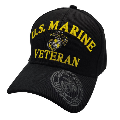 U.S. Marine Veteran Logo w/ Emblem Cap - Black | Windcatcher