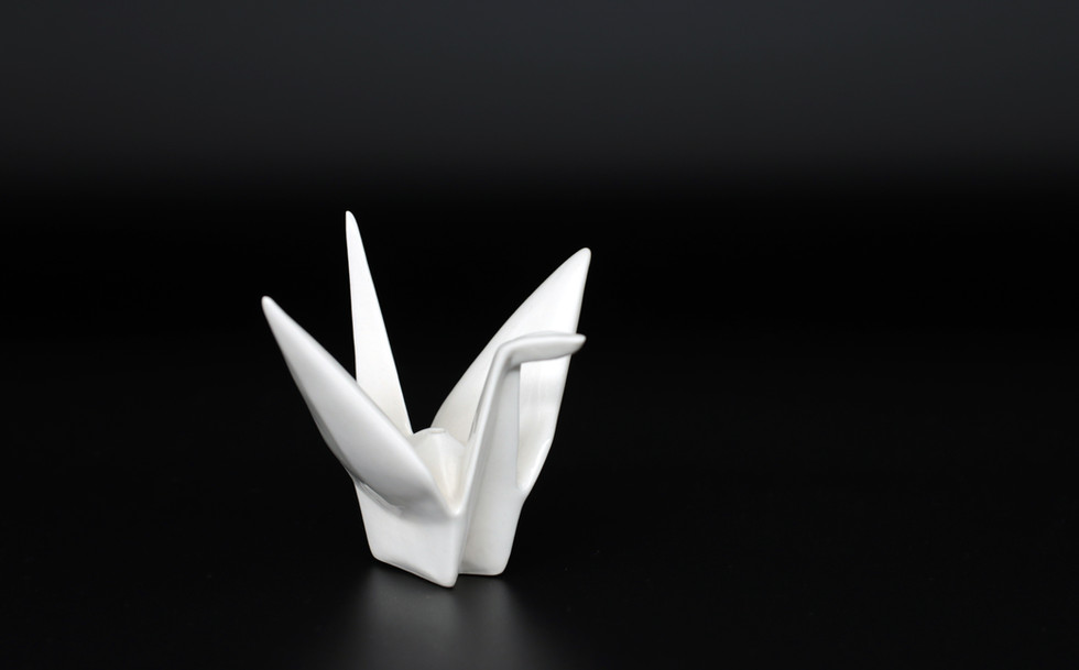 Origami jeřáb na mosazné tyči | Vzpomínky na dětství