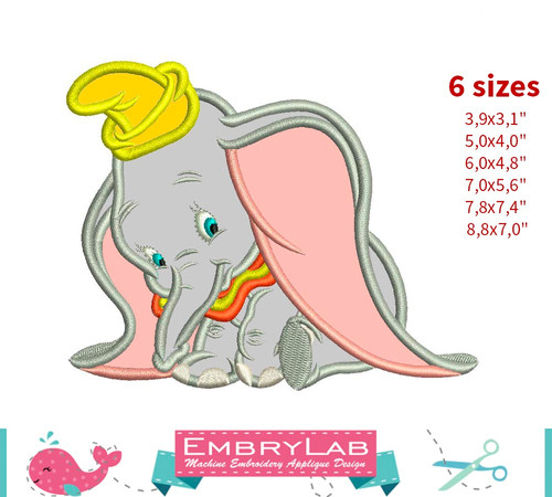Dumbo Appliqué. Dumbo. Machine Embroidery Applique Design | EmbryLab