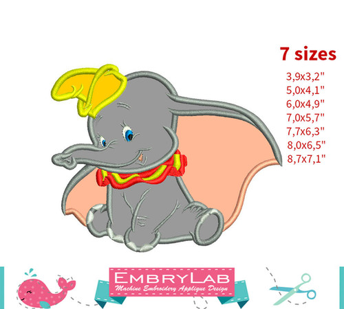 Dumbo Appliqué. Machine Embroidery Applique Design. Digital Download ...