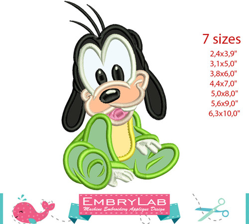 Goofy Baby Appliqué. Mickey Mouse. Machine Embroidery Applique Design ...