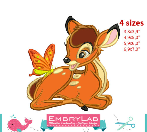 Bambi Appliqué. Bambi. Machine Embroidery Applique Design | EmbryLab