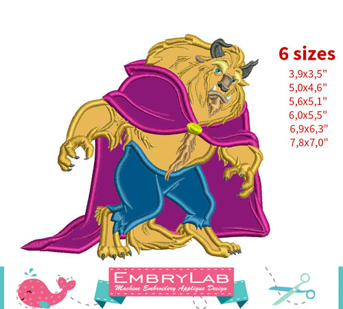 The Beast Appliqué. Beauty And The Beast. Machine Embroidery Applique ...