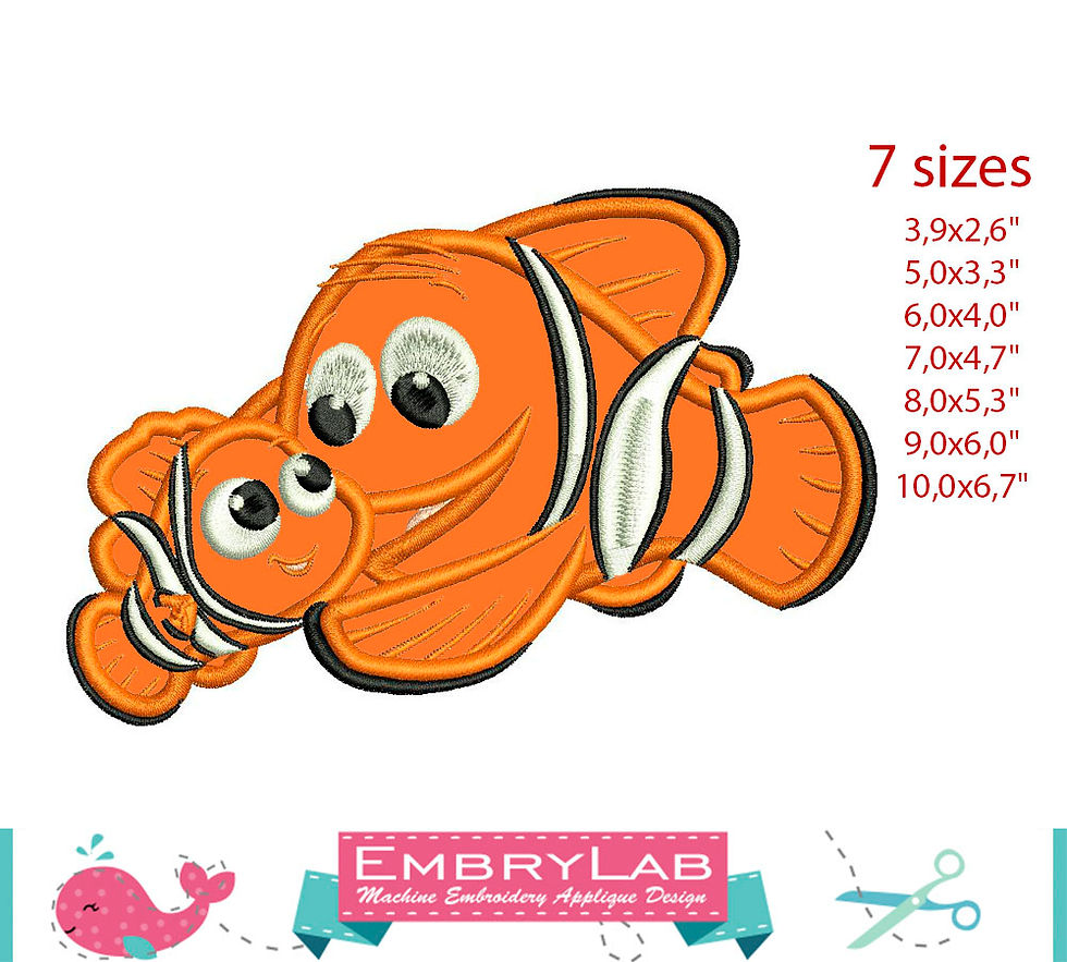 Nemo Appliqué. Finding Nemo. Machine Embroidery Applique Desi | EmbryLab