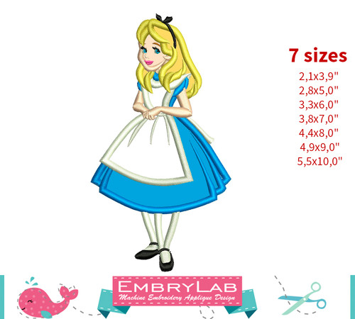 Alice Appliqué. Alice In Wonderland. Machine Embroidery Applique Design ...