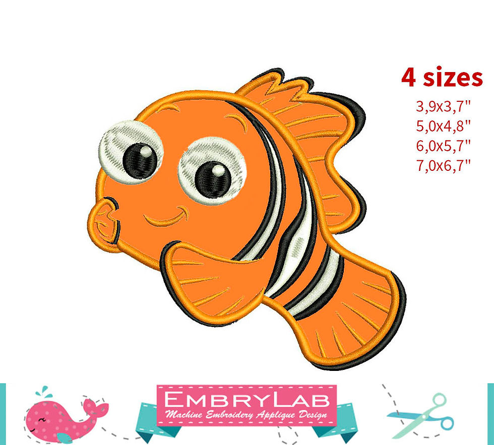 Nemo Appliqué. Finding Nemo. Machine Embroidery Applique Design | EmbryLab