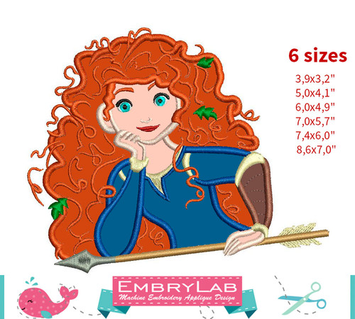 Merida Appliqué. Brave. Machine Embroidery Applique Design. Digital ...