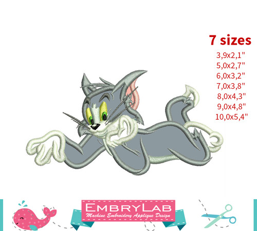 Tom Appliqué. Tom And Jerry. Machine Embroidery Applique Design | EmbryLab