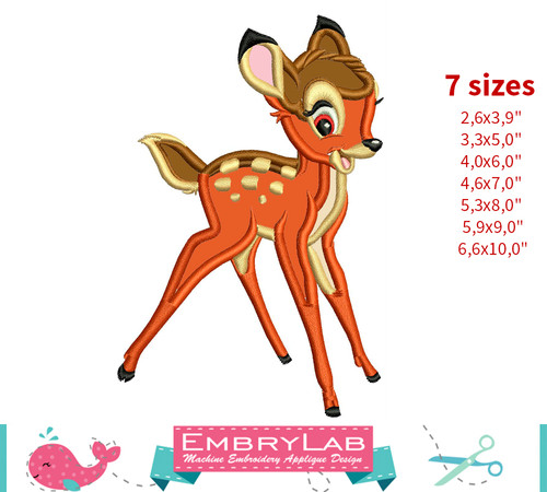 Bambi Appliqué. Bambi. Machine Embroidery Applique Design | EmbryLab