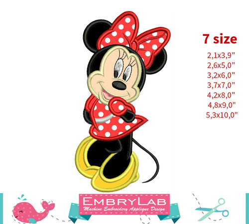 Minnie Mouse Appliqué. Mickey Mouse. Machine Embroidery Applique Design ...