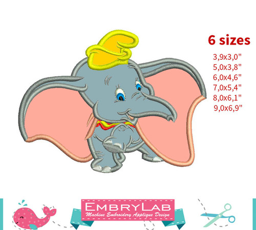Dumbo Appliqué. Machine Embroidery Applique Design. Digital Download ...