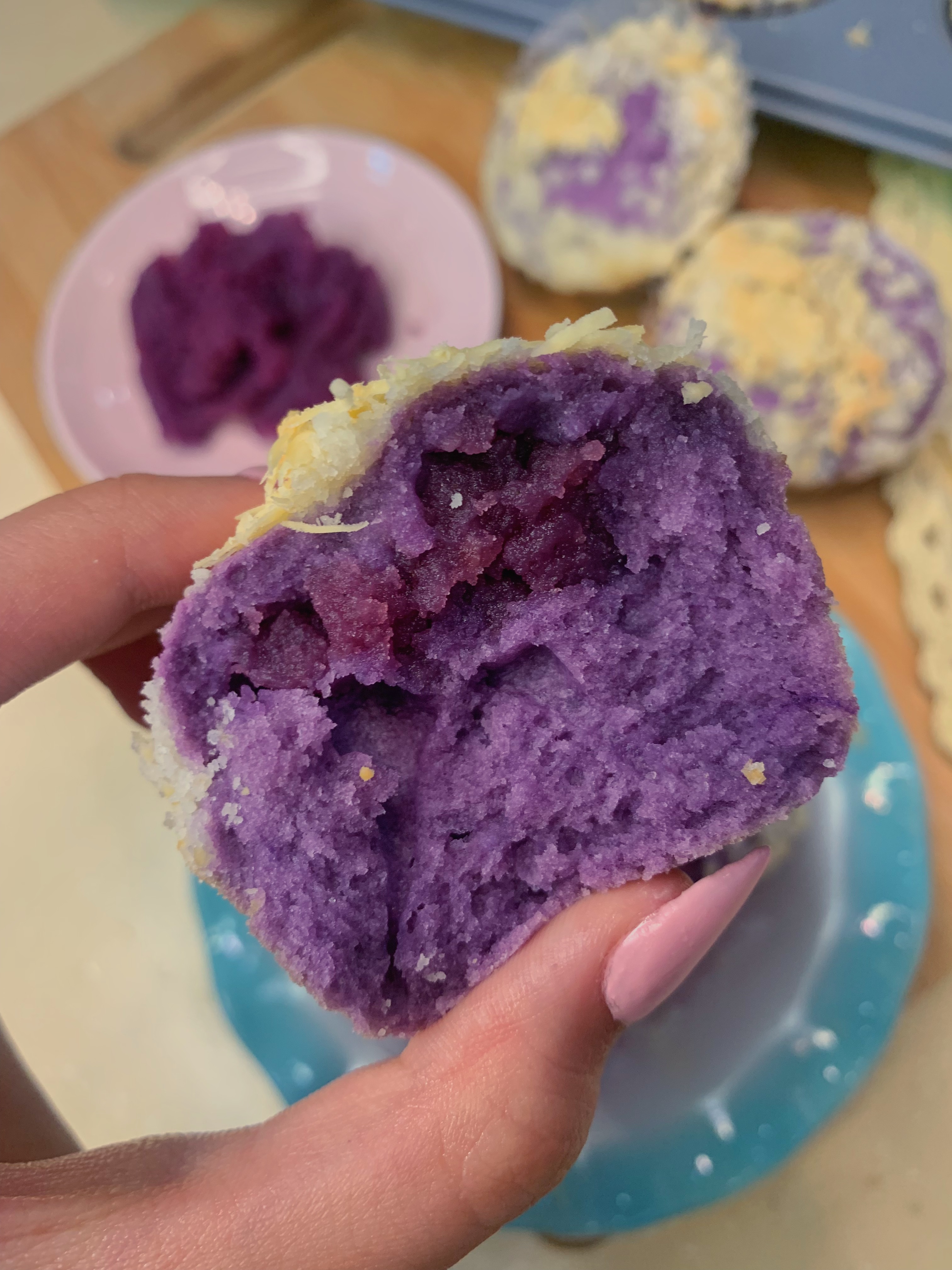 Ube Muffins with Cheese Crumble