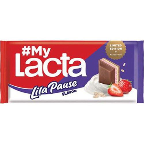Milk Chocolate with Lila Pause Flavour and Crispy Rice Pops 100g Lacta ...
