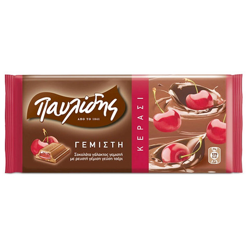 Milk Chocolate with Cherry Filling 100g Pavlidis | Bakalikon