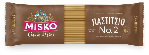 Greek Pasta No2 (Bucatini) for Pastitsio Whole Wheat 500g Misko | Bakalikon