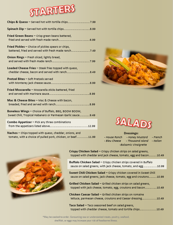 MENU | Rock Bar American Grill