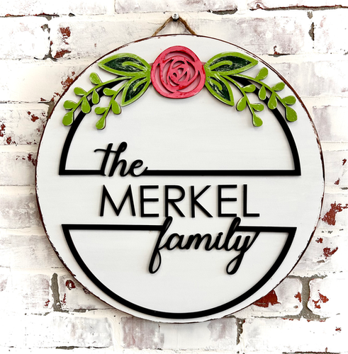 Family Name Sign with Rose and Vines DIY Doorhanger Kit | SolelyYou