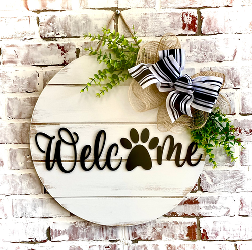 Welcome with paw print DIY Door Hanger Kit | SolelyYou