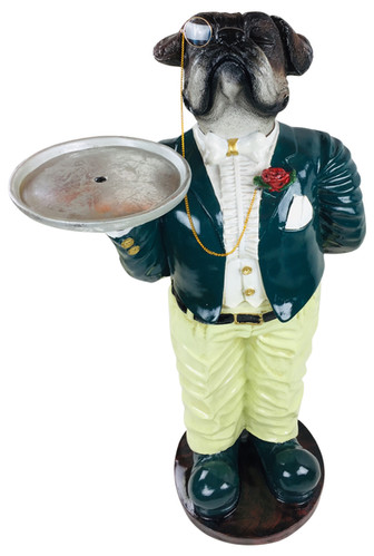Resin Bulldog Waiter With Tray 82cm Shipping furniture UK | yhon-soto-store