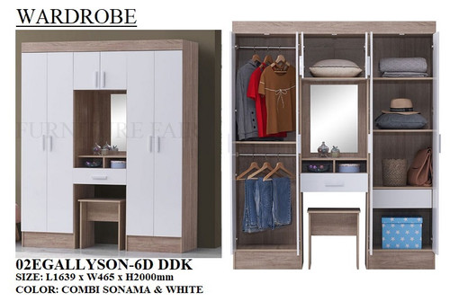 WARDROBE 02EGALLYSON-6D DDK | furniturefair