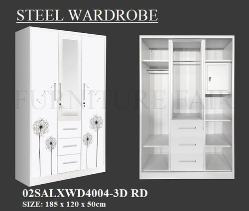 STEEL WARDROBE 02SALXWD4004-3D RD | furniturefair