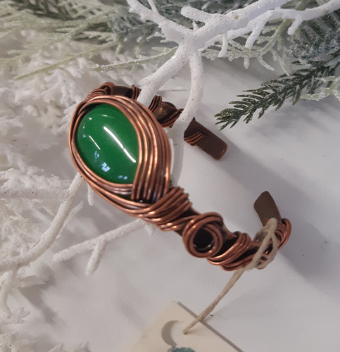 "Emerald Green Copper Cuff" by Geneen Fadden | Underground Gallery