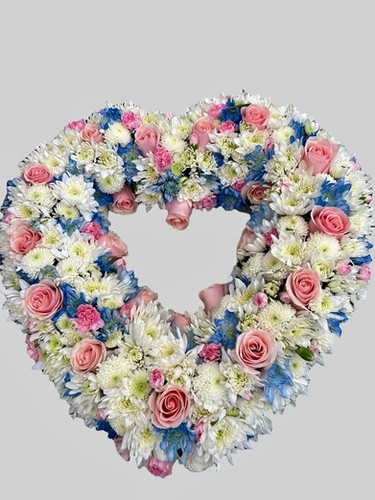 Funeral Open Heart Wreath -FHW23 | Amaya Blossoms LLC