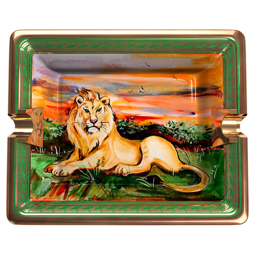 UNIQUE HAND-PAINTED PORCELAIN ASHTRAY & TRAY TIGER