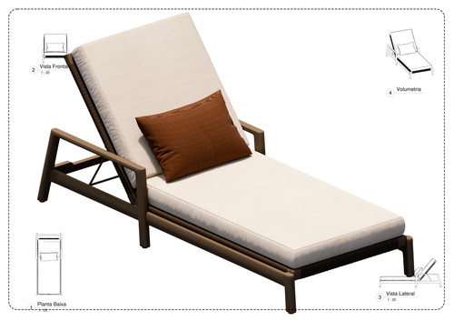 V Sun lounger 2 Revit High Quality | RevitImport
