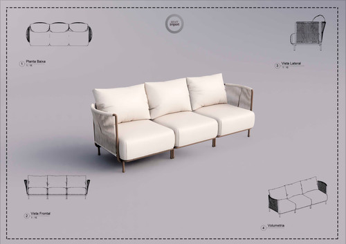 V Queen 3 Seeters Sofa Revit High Quality | RevitImport