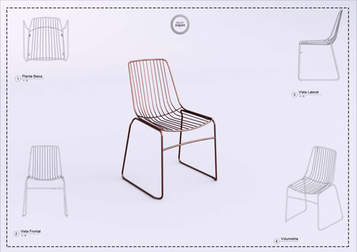 R Chair Nina Laranja (53 x 53 x 84 cm) | RevitImport