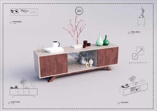 N Sideboard with China cabinet Revit High Quality | RevitImport