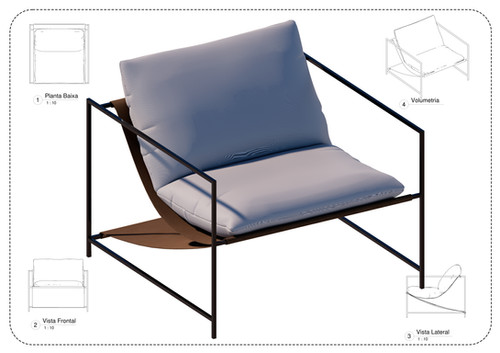 R Clami - Armchair Kazz Revit High Quality | RevitImport