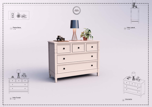 R Decorated Chest of Drawers Commode Roma (120 x 50 x 89,3 cm ...