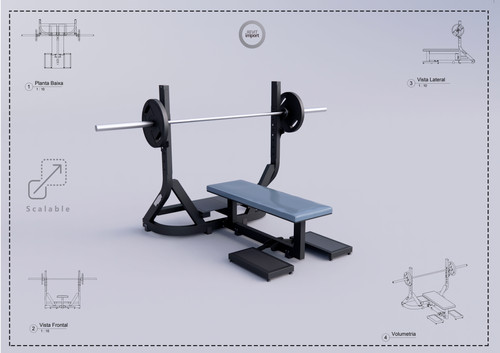 Gym Equipment Bench Press Revit High Quality | RevitImport