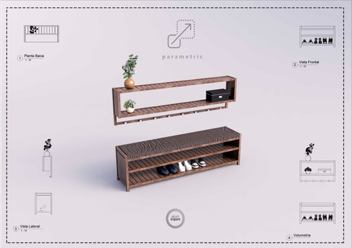 N Shoe Rack Bench + Niche Panel High Quality | RevitImport