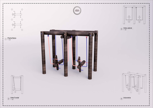 R Playground 1 Wood Seesaw Revit | RevitImport