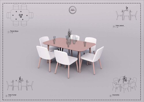 M Parametric M 165 Dinner Table + Chair Revit | RevitImport