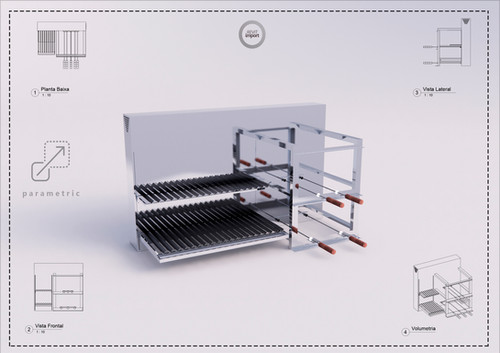 Parametric N stainless Steel Grill and Skewer Support Revit | RevitImport