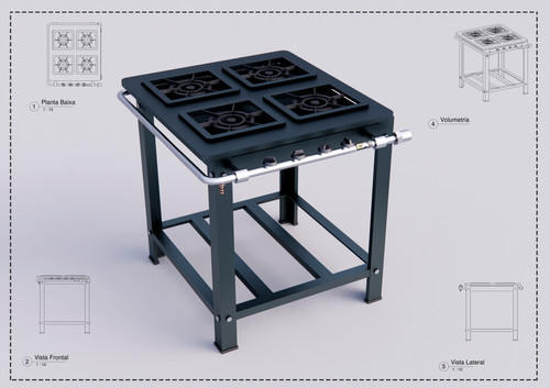4 Burner Industrial Oven Revit High Quality | RevitImport