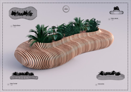 Large Winding Pot With Plants 51 Revit | RevitImport