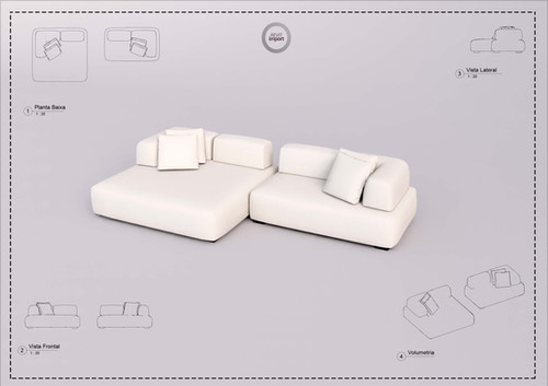 R Sofa Modular Lençois Maranhenses Revit High Quality | RevitImport