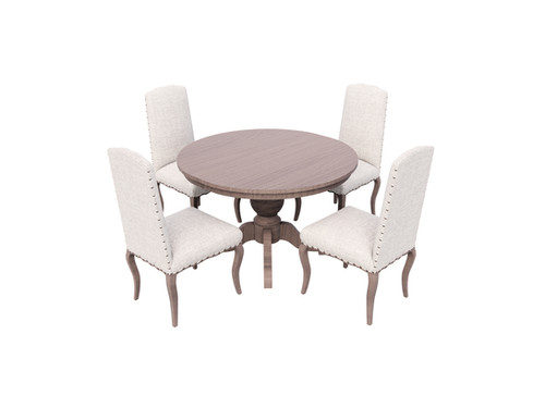 Classic Round Dining Table + Chair Revit High Textured 2023 | RevitImport