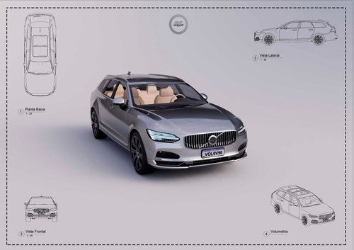 L Volvo V90 2022 Revit High Quality | RevitImport